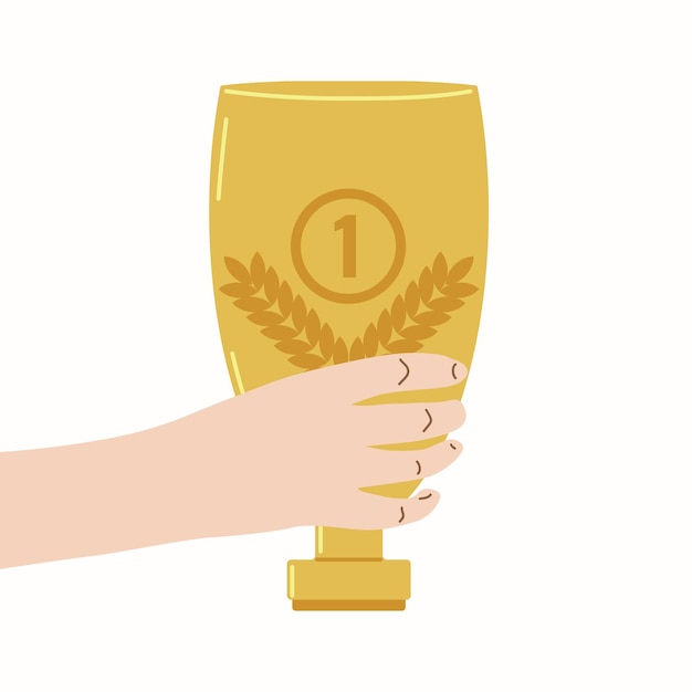 Victorious Hand Holding Golden Trophy Cup | Jiffy Designs