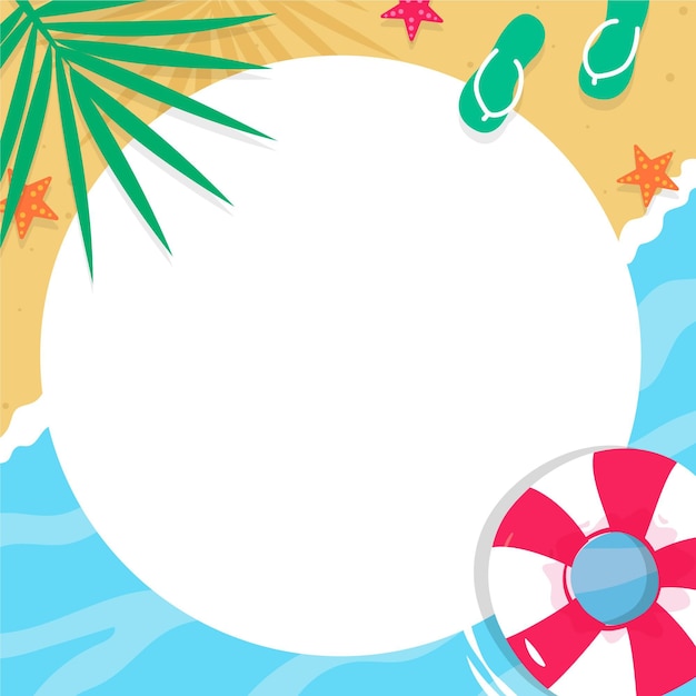 Vibrant Tropical Beach Scene with Circular Frame | Jiffy Designs