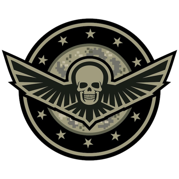Winged Skull Emblem with Celestial Motifs | Jiffy Designs