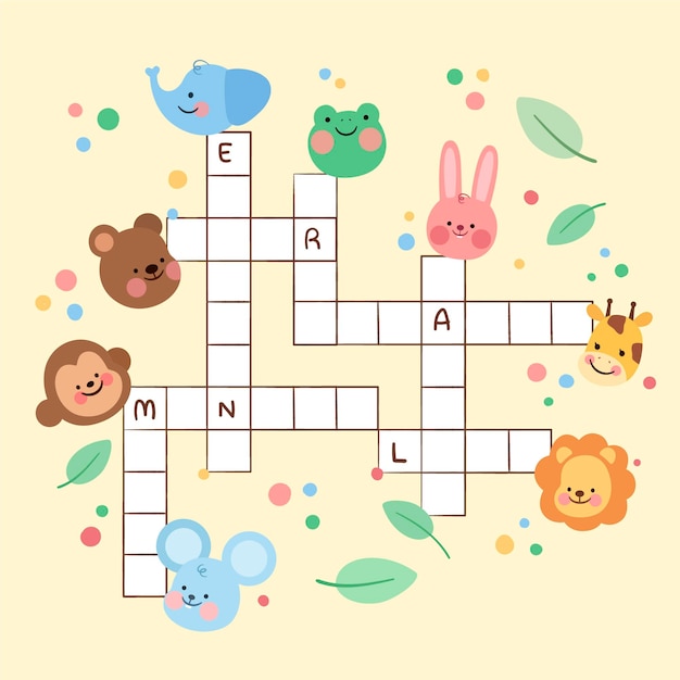 Adorable Animal Crossword Puzzle with Playful Creatures | Jiffy Designs