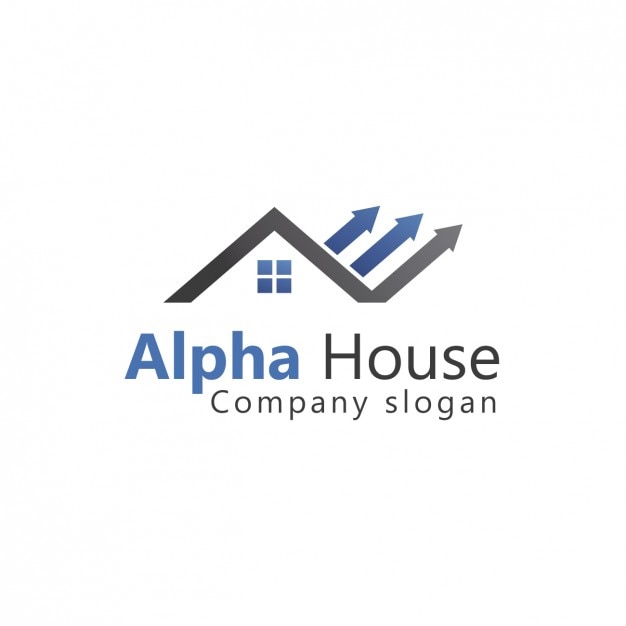Blue and Gray House Logo with Slanted Lines Design | Jiffy Designs