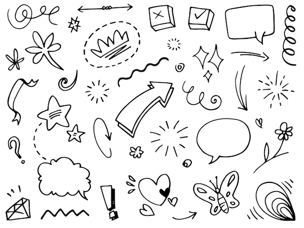 Whimsical Doodle Collection of Arrows, Shapes, and Symbols | Jiffy Designs