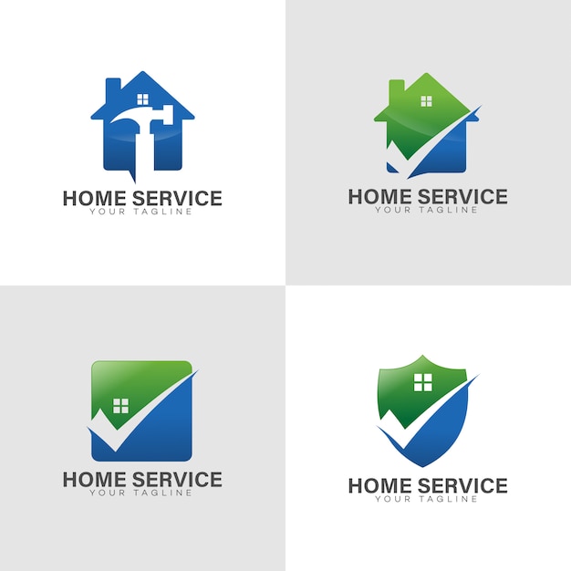Minimalist Home Service Logos with House and Cross Symbols | Jiffy Designs