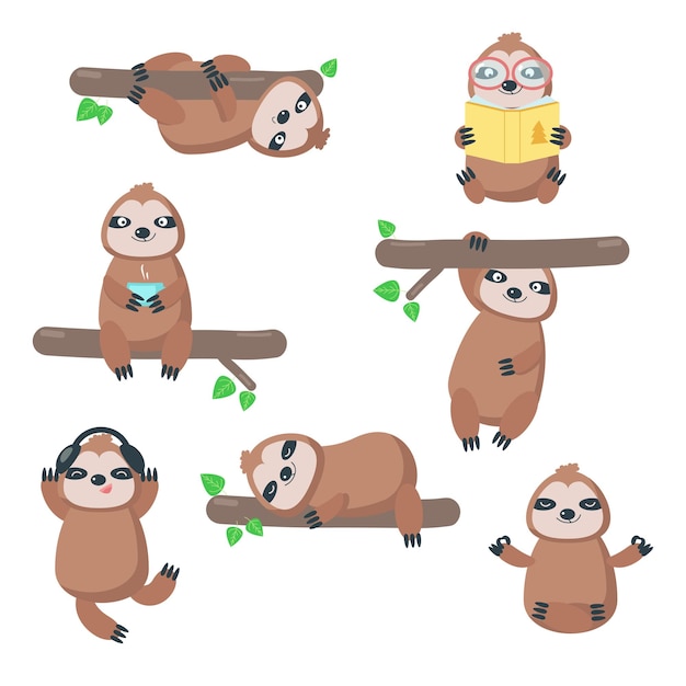 Adorable Sloth Collection with Diverse Poses and Activities | Jiffy Designs