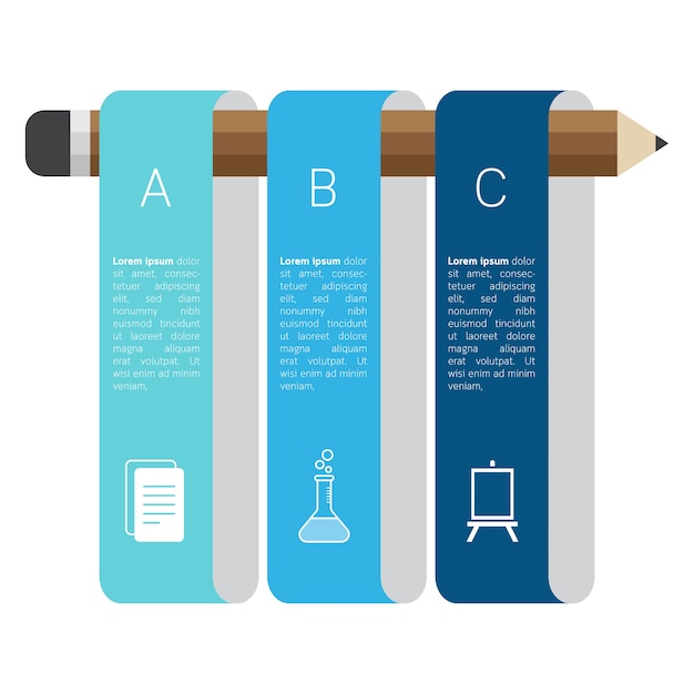 Colorful Educational Pencil Infographic with Informative Symbols ...