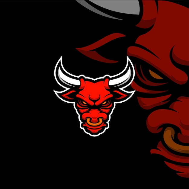Fierce Red Bull Mascot Logo in Bold Monochrome Design | Jiffy Designs