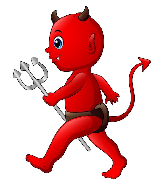 Playful Red Devil Character with Trident Illustration | Jiffy Designs
