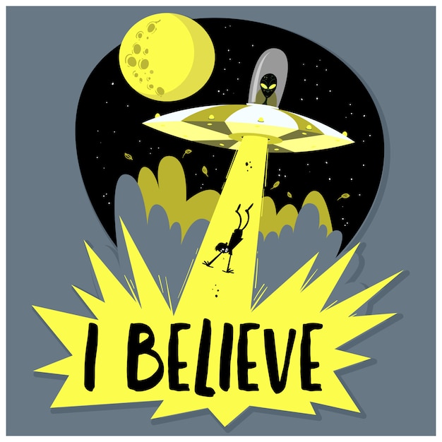 Whimsical Alien Abduction Under Glowing Celestial Moon | Jiffy Designs