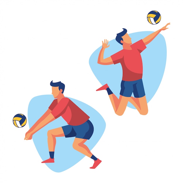 Vibrant Volleyball Players in Action Poses | Jiffy Designs