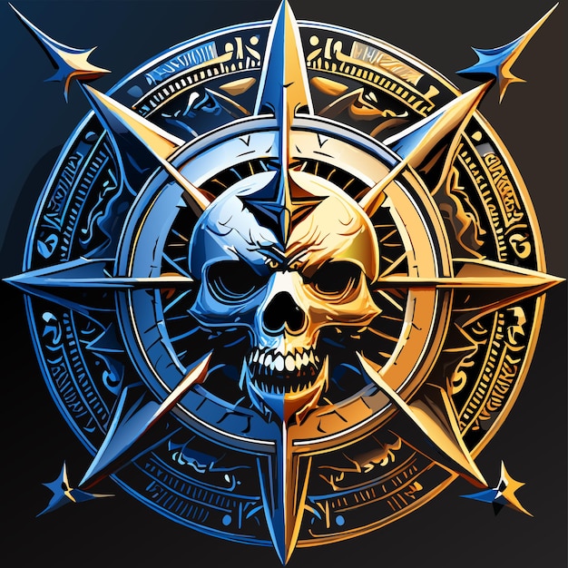 Captivating Skull Compass Rose Emblem with Intricate Details | Jiffy ...