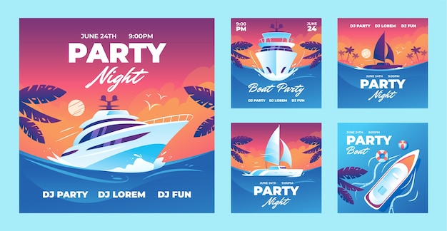 Vibrant Collection of Boat Party Posters and Flyers | Jiffy Designs