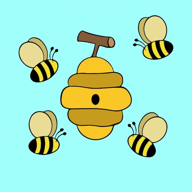 Buzzing Beehive and Busy Bees Illustration | Jiffy Designs