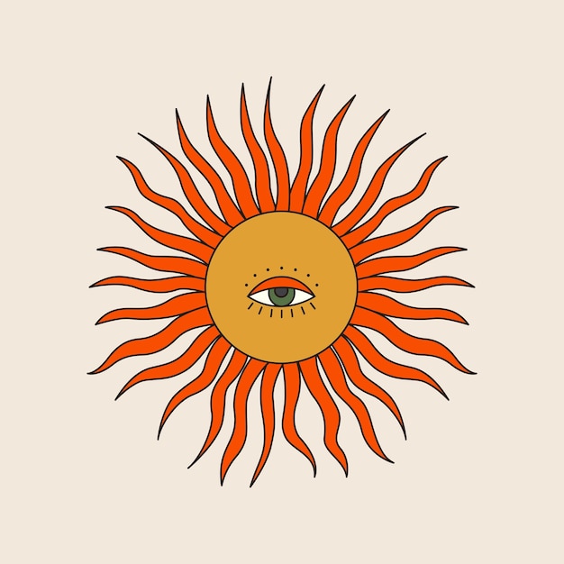 Vibrant Sun Emblem with Watchful Eye | Jiffy Designs