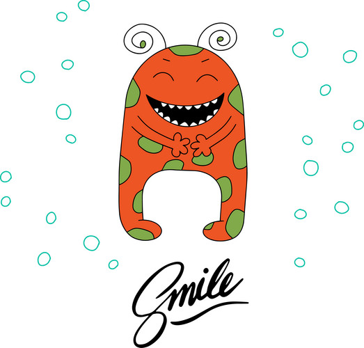 Beautiful Bright Print. Monster With Funny Inscription. Vector ...