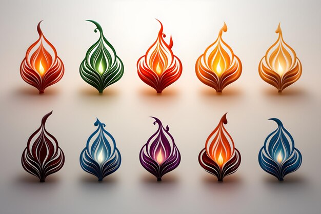 Vibrant Flame-Inspired Shapes in Diverse Hues and Textures | Jiffy Designs