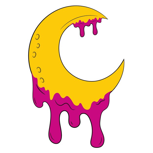 Melting Crescent Moon: Vibrant Dripping Art | Jiffy Designs