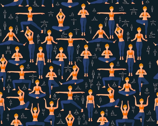 Vibrant Yoga Poses Collage on Midnight Blue Background | Jiffy Designs