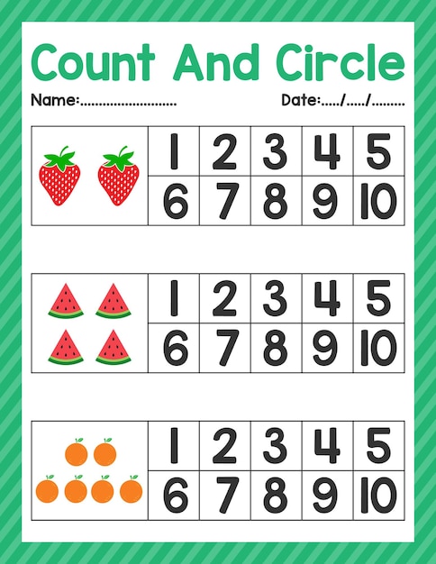 Vibrant Fruit-Themed Counting and Circling Worksheet | Jiffy Designs
