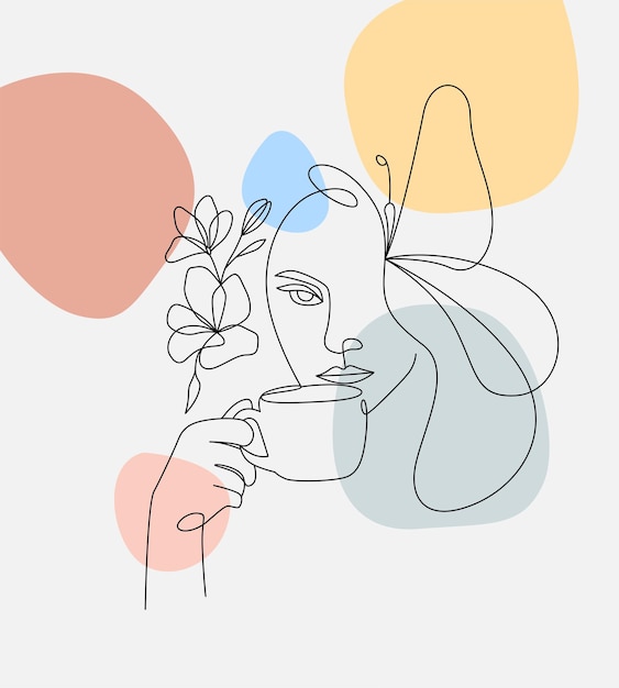 Minimalist Abstract Portrait with Floral Accents | Jiffy Designs