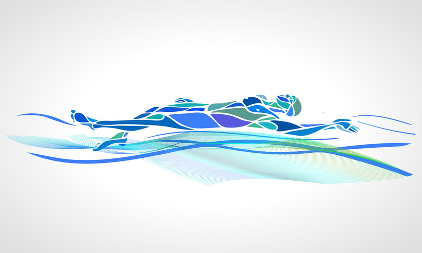 Professional Swimmer Backstroke Silhouette Side View. Eps10 | Jiffy Designs