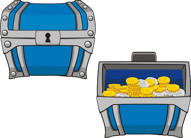 Vibrant Blue Treasure Chest Overflowing with Shiny Gold Coins | Jiffy ...