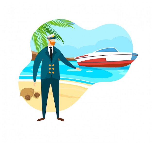 Dashing Captain Navigates Tropical Seascape with Sleek Speedboat ...