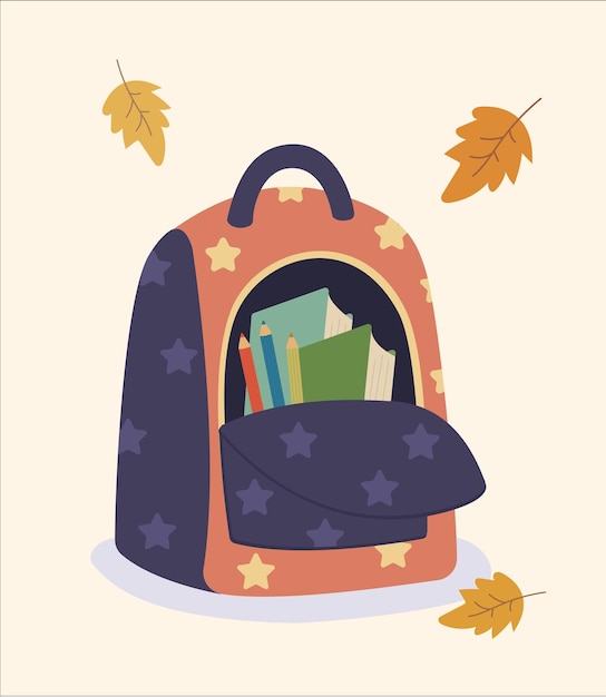 Cozy Autumn Backpack with Storybooks and Falling Leaves | Jiffy Designs