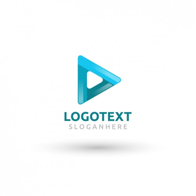 Stylized Triangle Play Button Logo with Text Logotype | Jiffy Designs