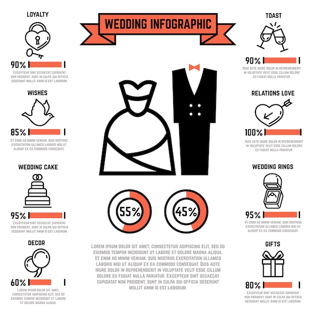 Elegant Wedding Attire and Infographic Statistics | Jiffy Designs