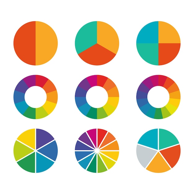 Vibrant Geometric Pie Charts: Colorful Circular Data Visualizations ...