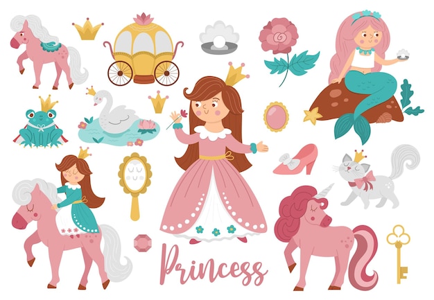 Whimsical Princess Fairytale Illustrations with Horses, Flowers, and ...
