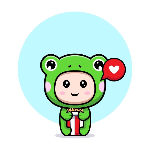 Adorable Frog-Themed Cartoon Character Holding Heart | Jiffy Designs