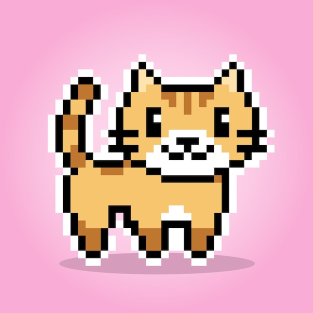 Adorable Pixel Art Tabby Cat on Vibrant Pink Background | Jiffy Designs