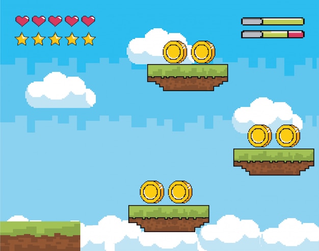Whimsical Platformer Game Level with Floating Coins | Jiffy Designs
