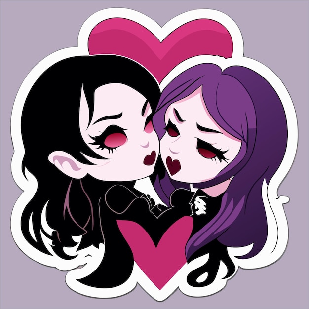 Playful Vampire Couple Embracing in Heart | Jiffy Designs