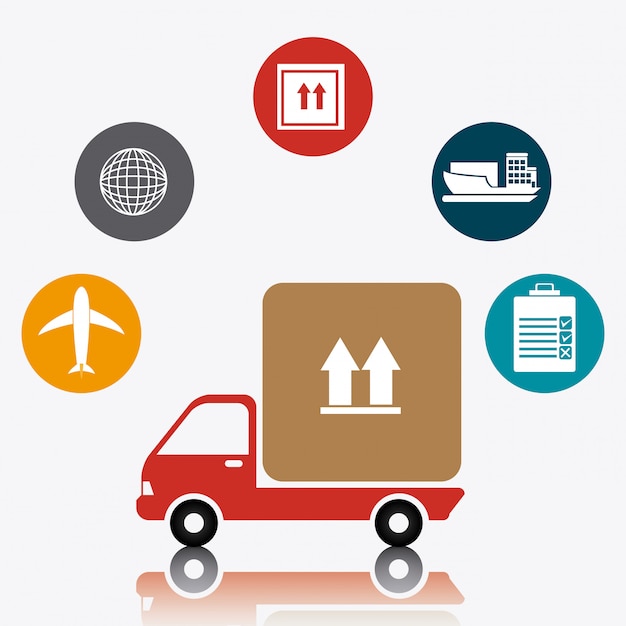 Delivery Truck with Shipping and Logistics Icons Illustration | Jiffy ...
