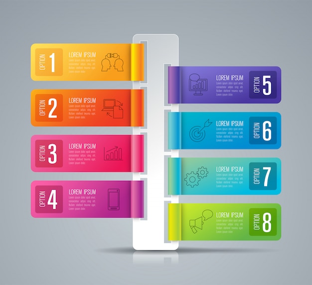 Vibrant Infographic Tabs with Numbered Steps and Icons | Jiffy Designs