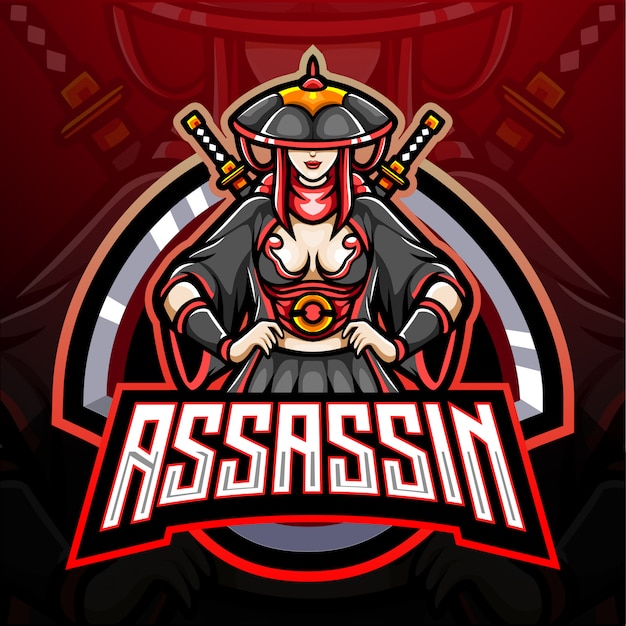 Fearless Assassin: Striking Red Warrior Emblem | Jiffy Designs
