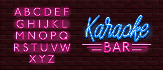Vibrant Neon Karaoke Bar Sign with Glowing Alphabet | Jiffy Designs
