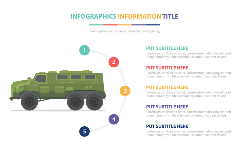 Green Apc Personnel Carrier Infographic Template Concept With Five ...