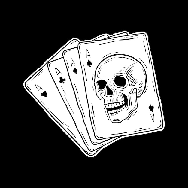 Spooky Playing Cards with Grinning Skull Illustration | Jiffy Designs
