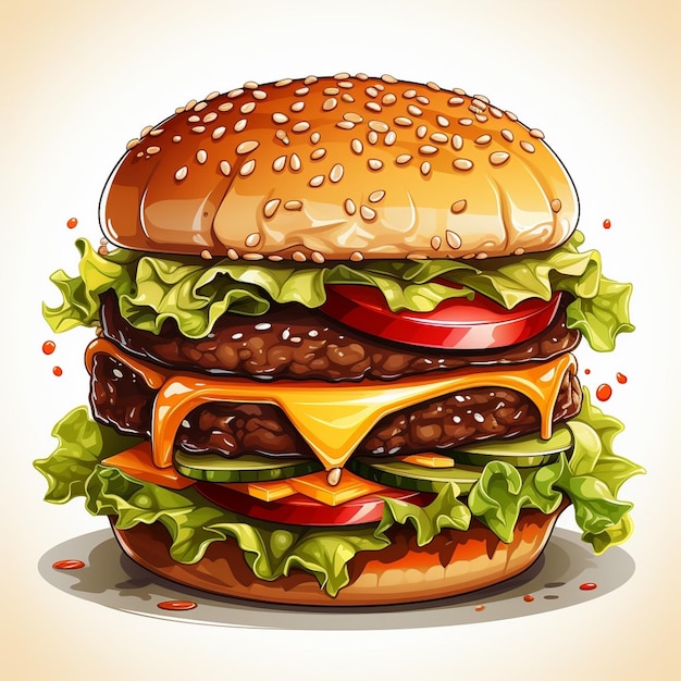 Delectable Gourmet Burger with Vibrant Toppings | Jiffy Designs
