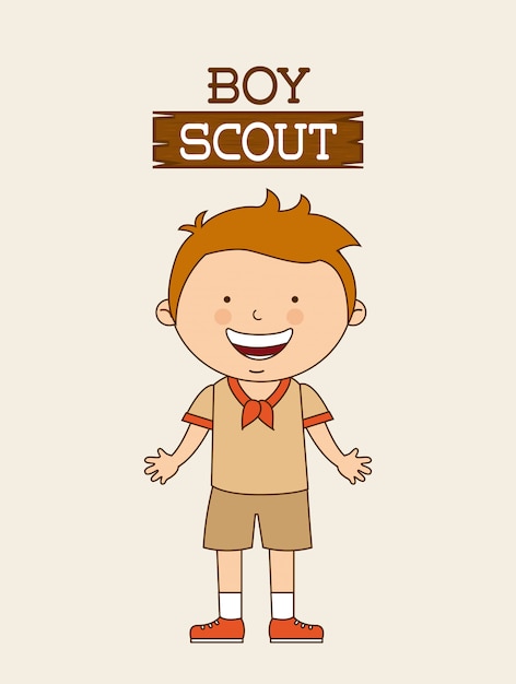 Smiling Boy Scout Character with Wooden Sign Illustration | Jiffy Designs