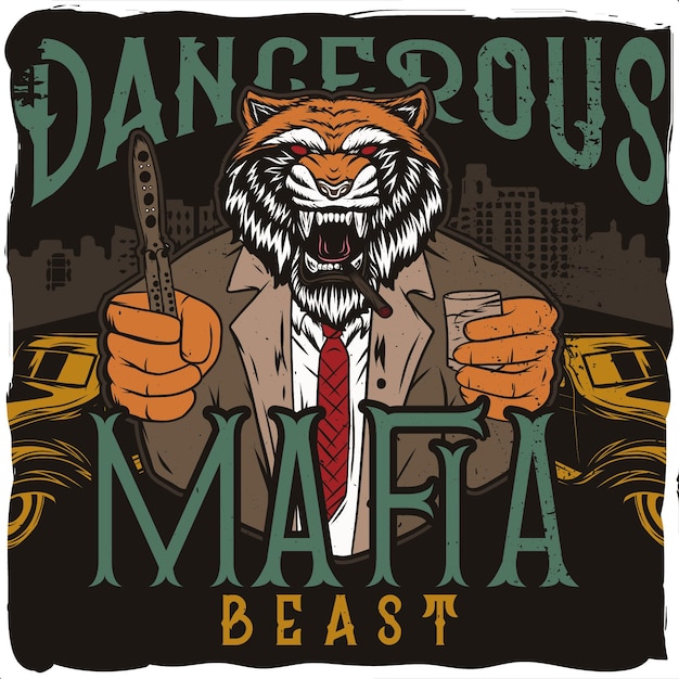 Menacing Mafia Tiger Wielding Guns in Gritty Urban Cityscape | Jiffy ...