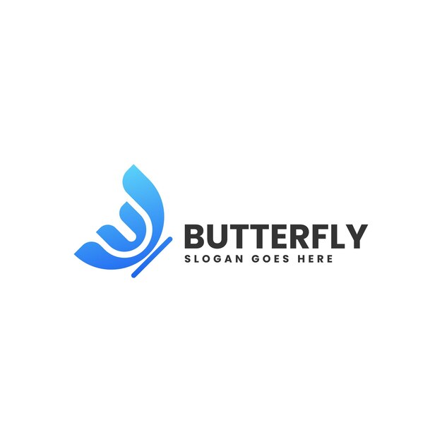 Elegant Blue Butterfly Logo with Flowing Wing Design | Jiffy Designs