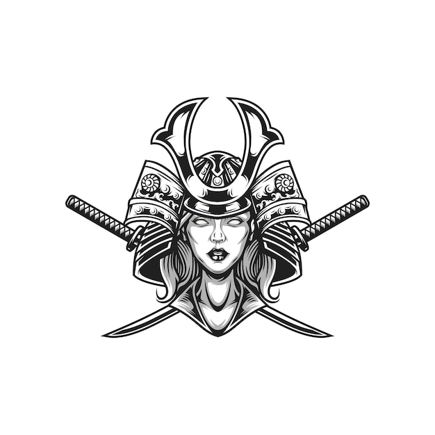 Fierce Samurai Warrior Emblem with Crossed Swords | Jiffy Designs