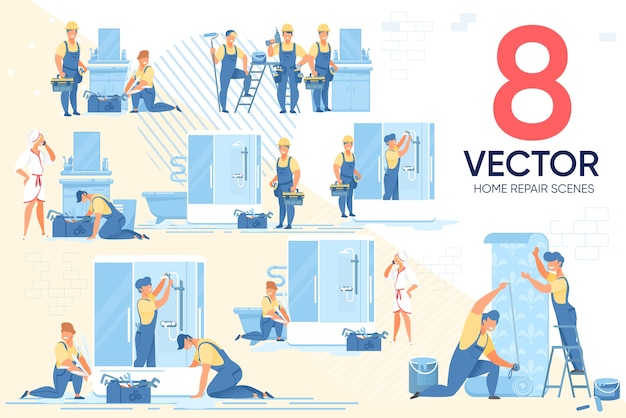 Diverse Home Repair Professionals Tackling Various Renovation Tasks | Jiffy