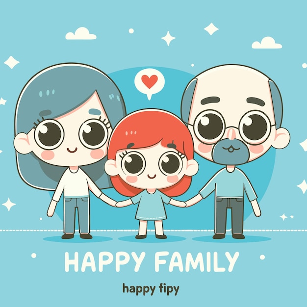Cheerful Family Portrait with Adorable Cartoon Characters | Jiffy Designs