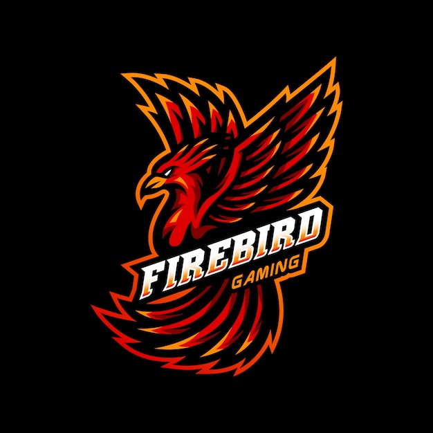 Majestic Firebird Gaming Logo Emblem in Fiery Hues | Jiffy Designs