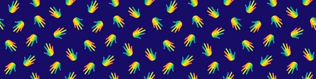 Vibrant Handprint Mosaic on Indigo Blue Background | Jiffy Designs